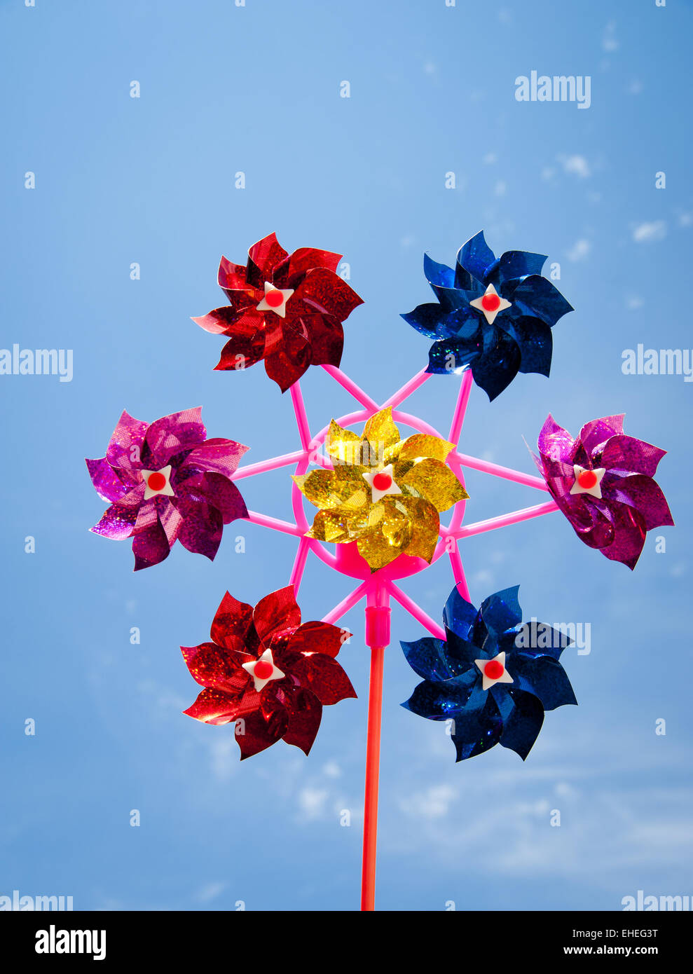 Wind wheel with Blue Sky Stock Photo - Alamy