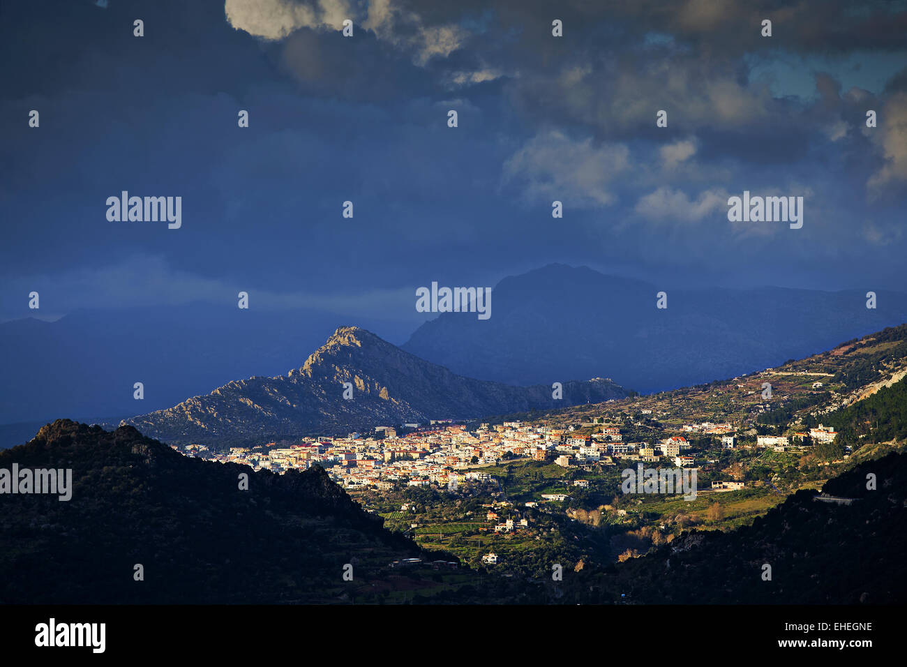 view to Dorgali town in Sardinia, Italy Stock Photo - Alamy