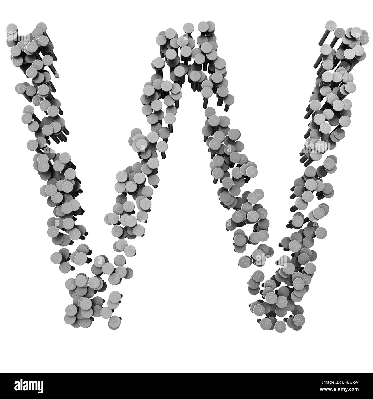 Alphabet made from hammered nails, letter W Stock Photo - Alamy