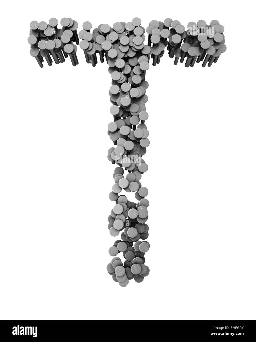 Alphabet made from hammered nails, letter T Stock Photo - Alamy