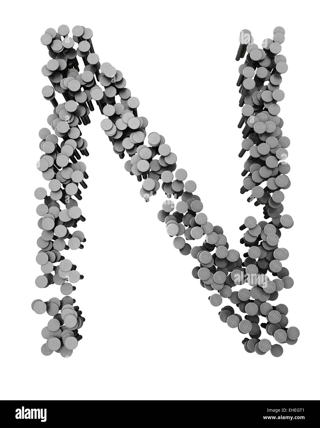 Alphabet made from hammered nails, letter N Stock Photo - Alamy