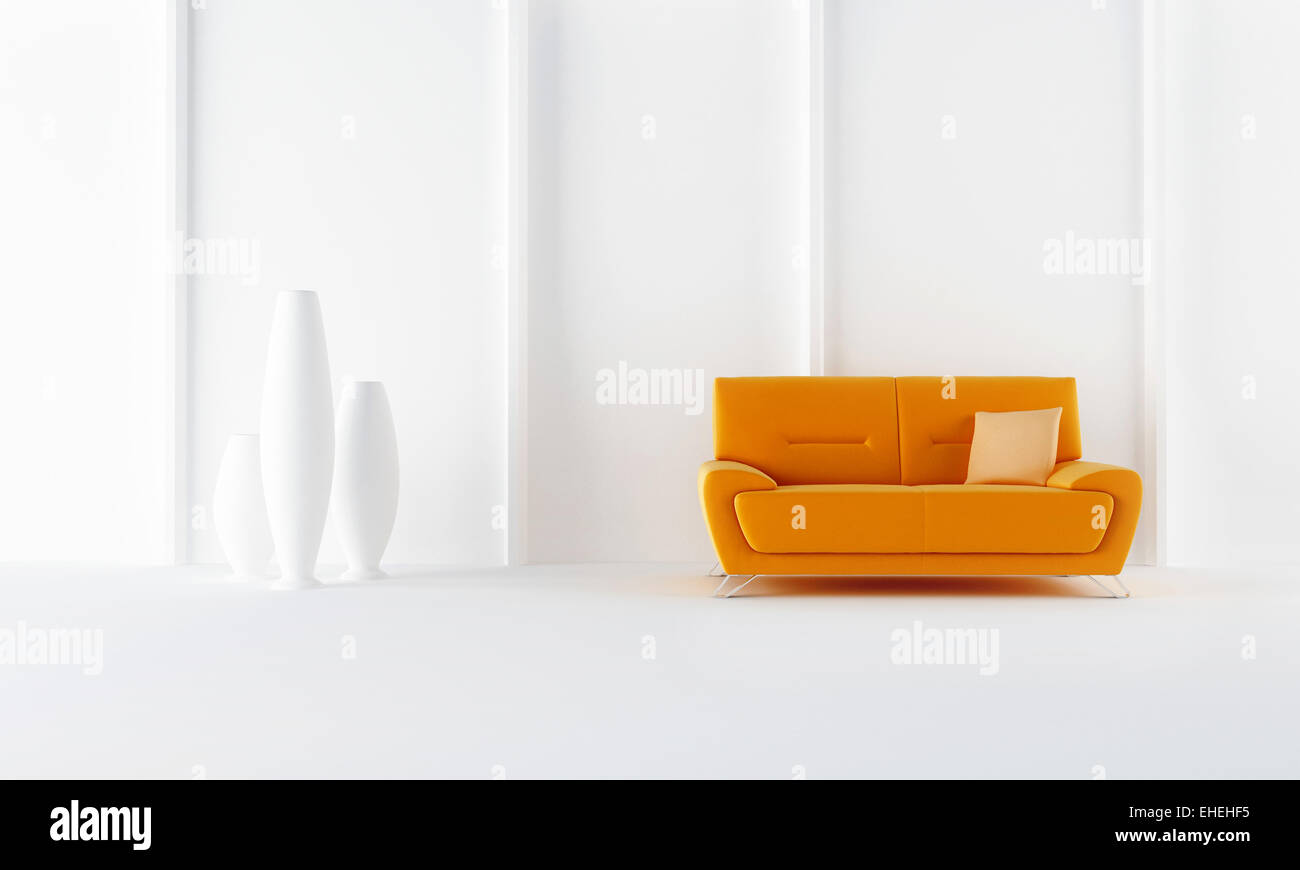 Modern interior orange sofa hi-res stock photography and images - Alamy