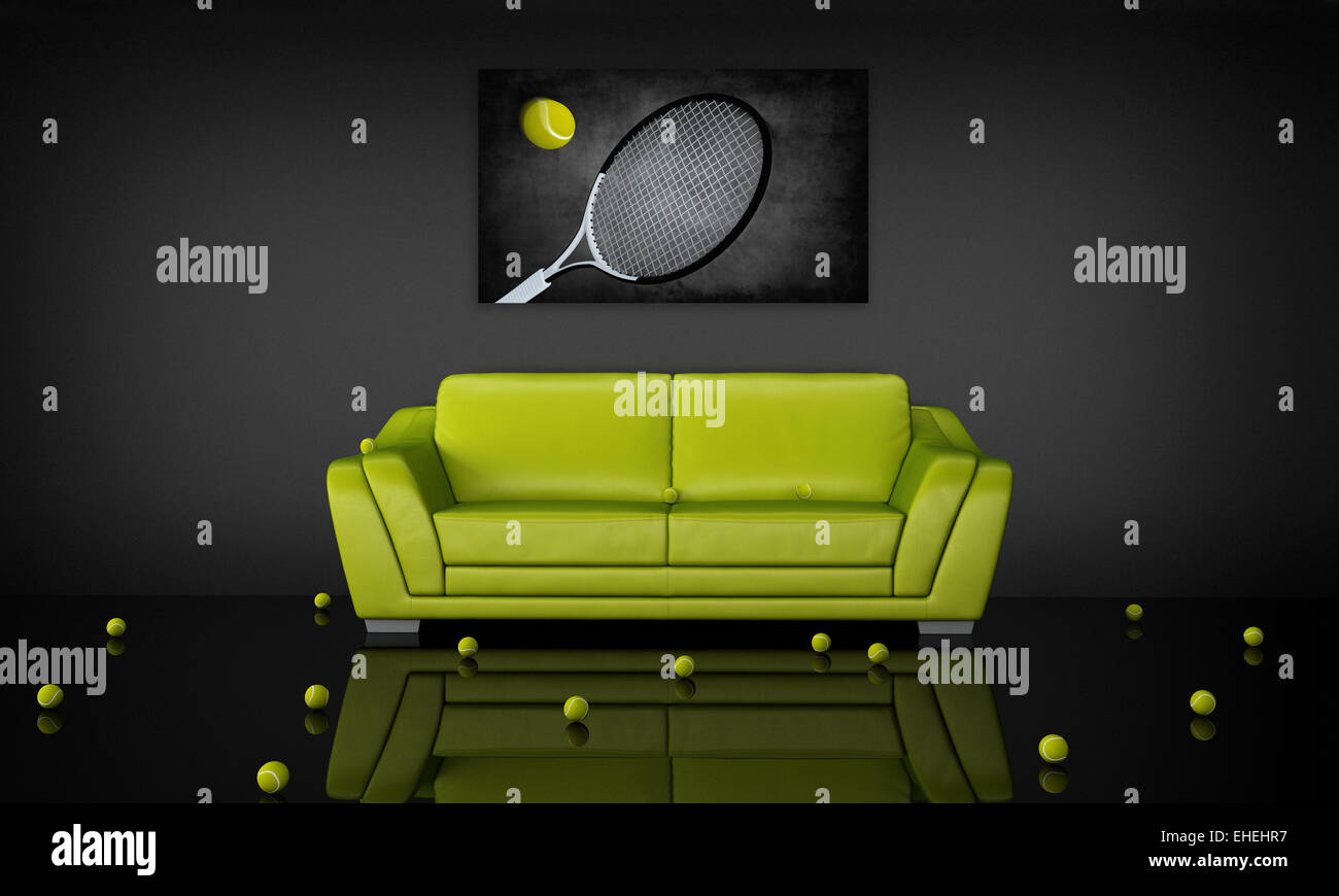 Tennis theme interior Stock Photo - Alamy