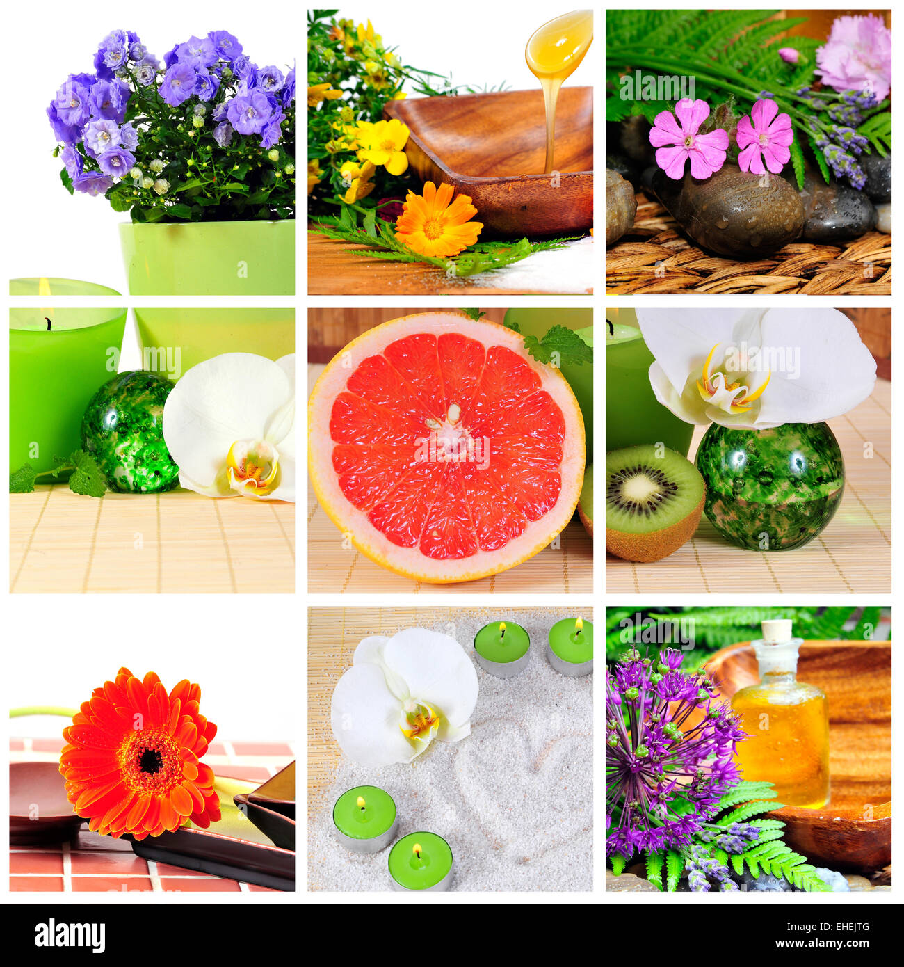 Wellness Spa collage green Stock Photo - Alamy