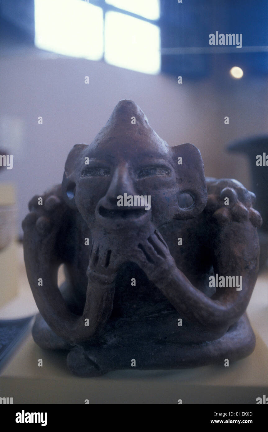 Mayan seated man stone figure (Early Classic period, 300-600 AD), in ...
