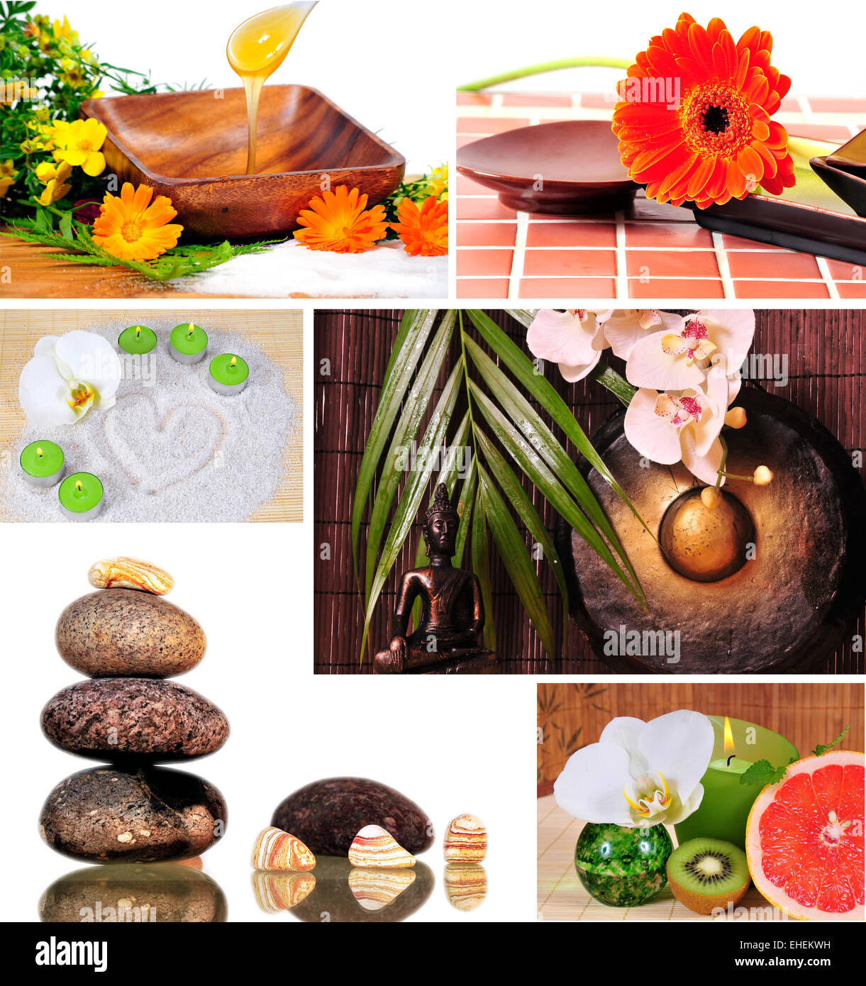 Wellness Spa collage green Stock Photo - Alamy