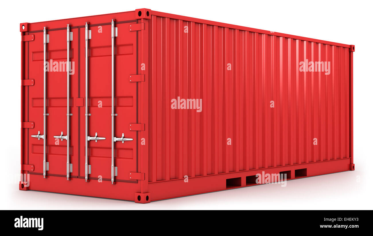Red freight container isolated Stock Photo - Alamy