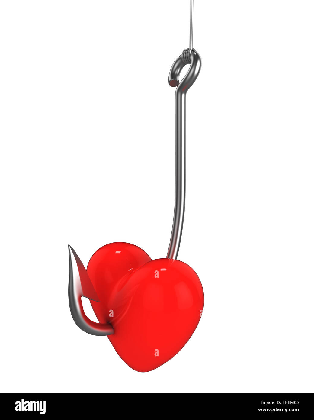 Red heart on a fishing hook Stock Photo - Alamy
