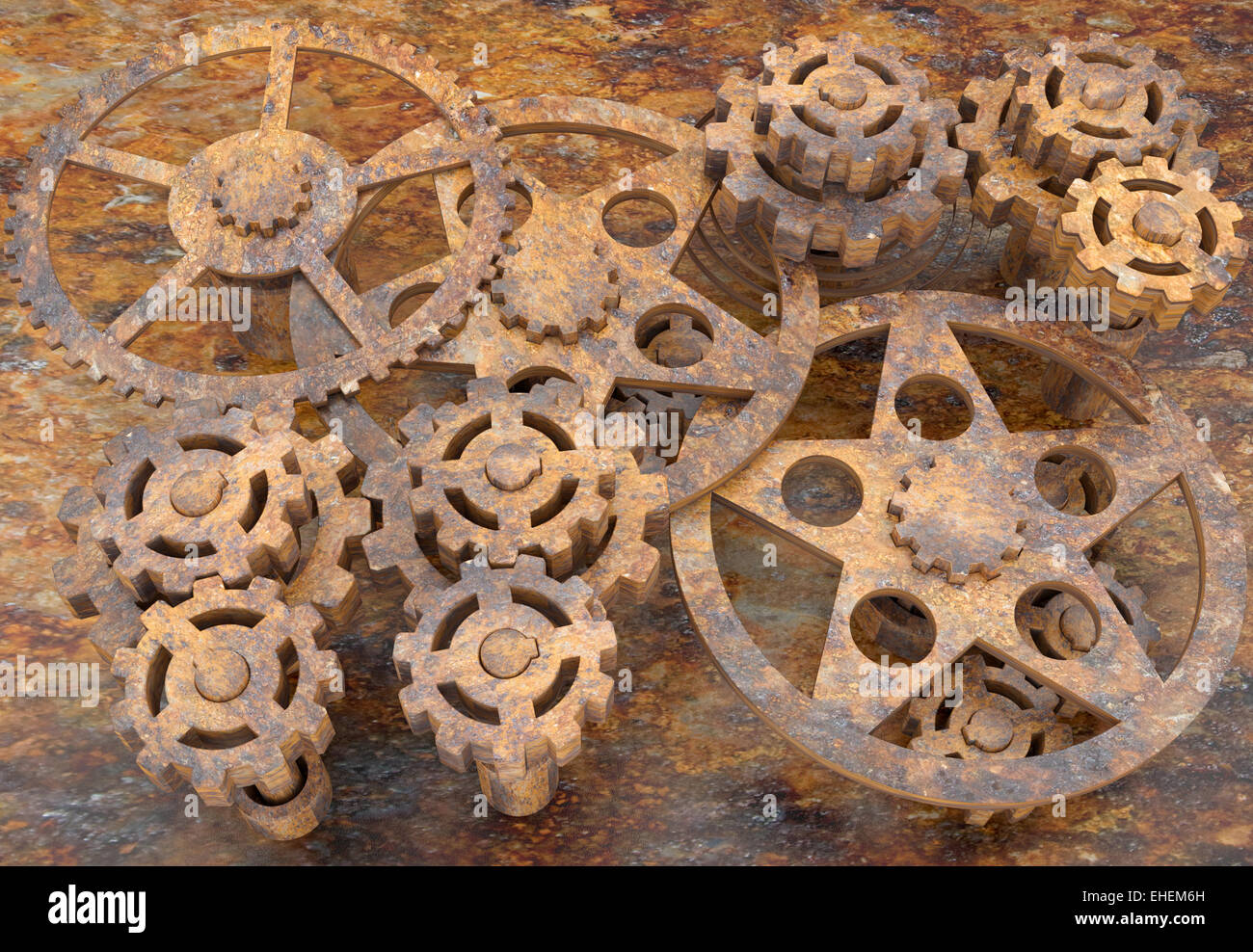 mechanism of gears rusted Stock Photo - Alamy