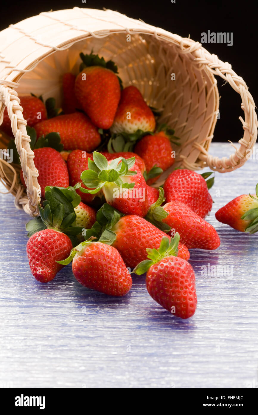 Strawberries inside a basket Stock Photo - Alamy