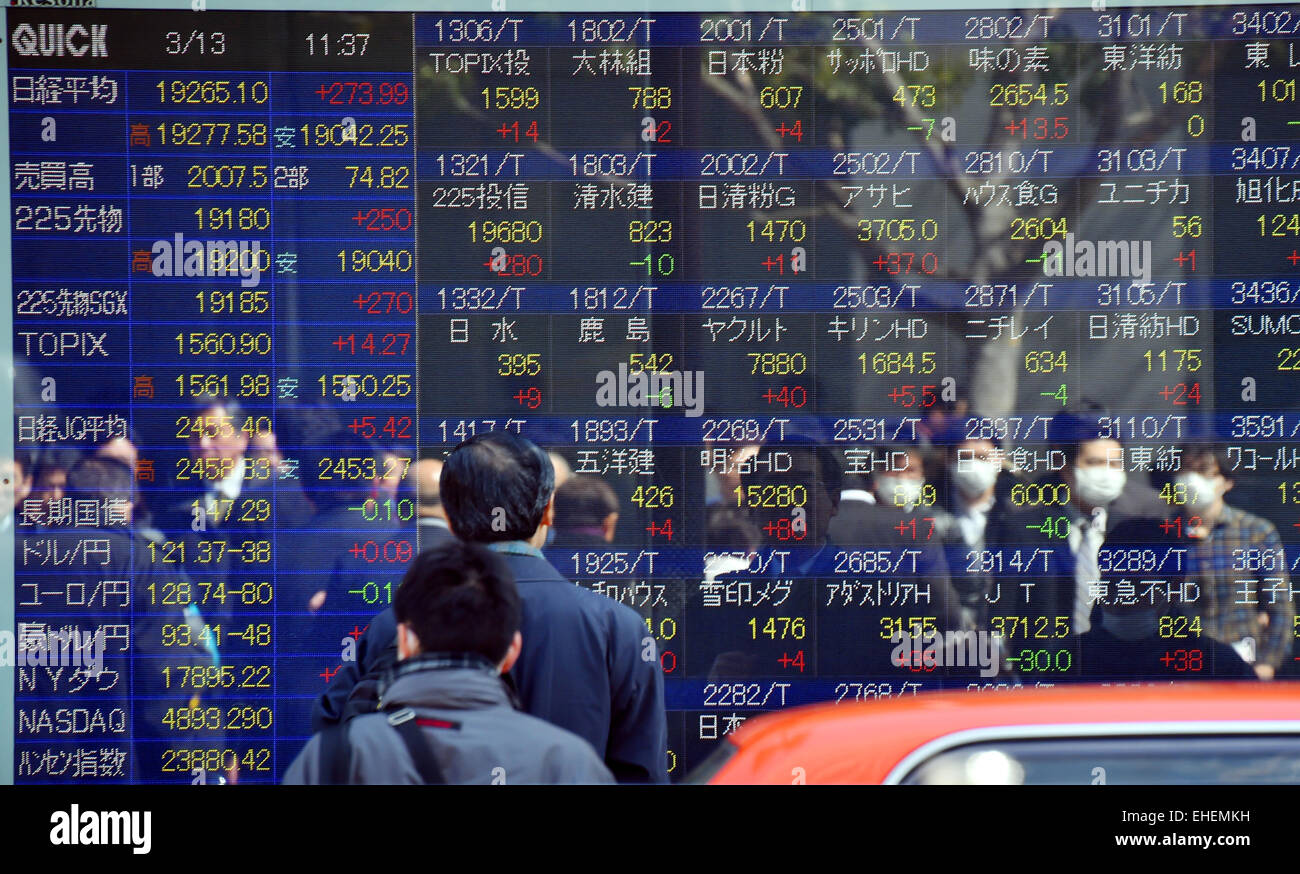 dMarch 13, 2015, Tokyo, Japan - The 225-issue Nikkei Stock Average ...