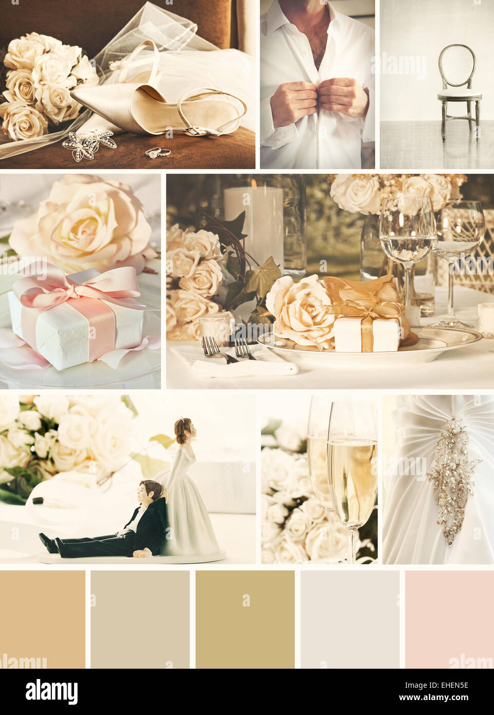 Collage of wedding photos Stock Photo - Alamy