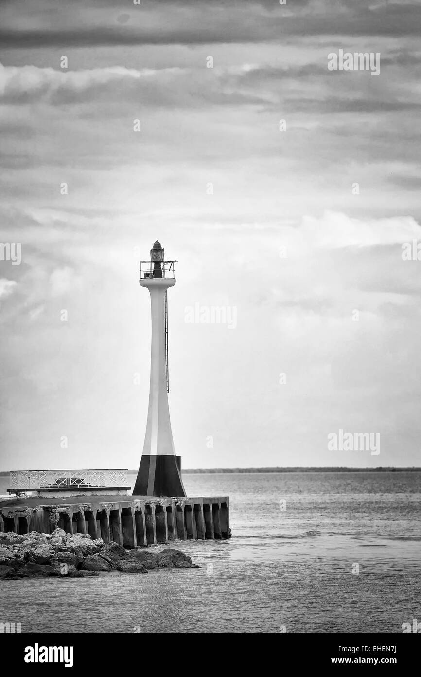 Lighthouse - black & white Stock Photo - Alamy