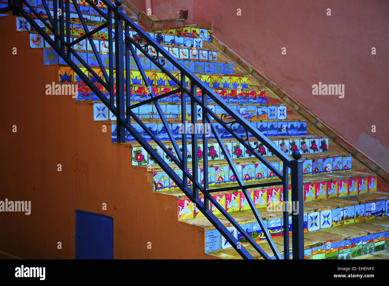 staircase with colorful ceramic tiles, Italy Stock Photo - Alamy