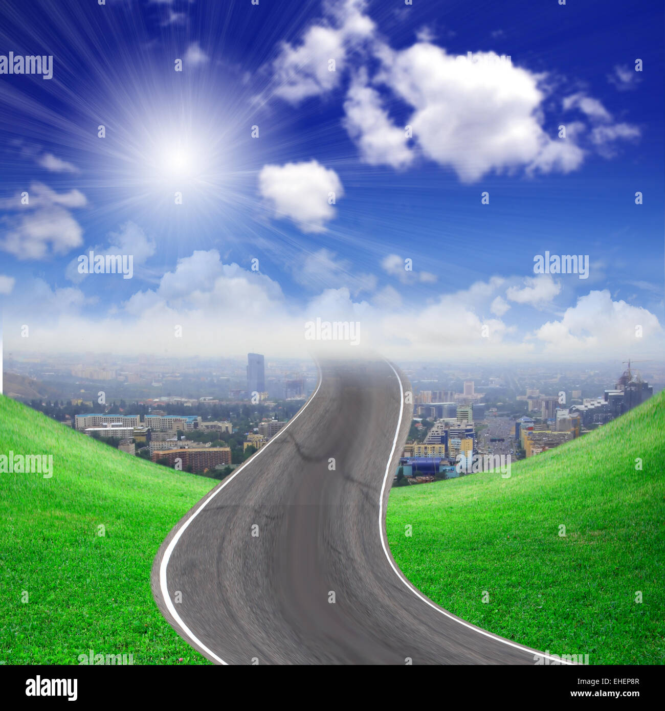 Road to city Stock Photo - Alamy