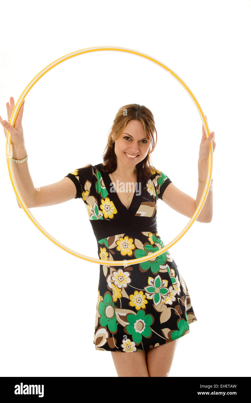 beautiful girl with hoop Stock Photo - Alamy
