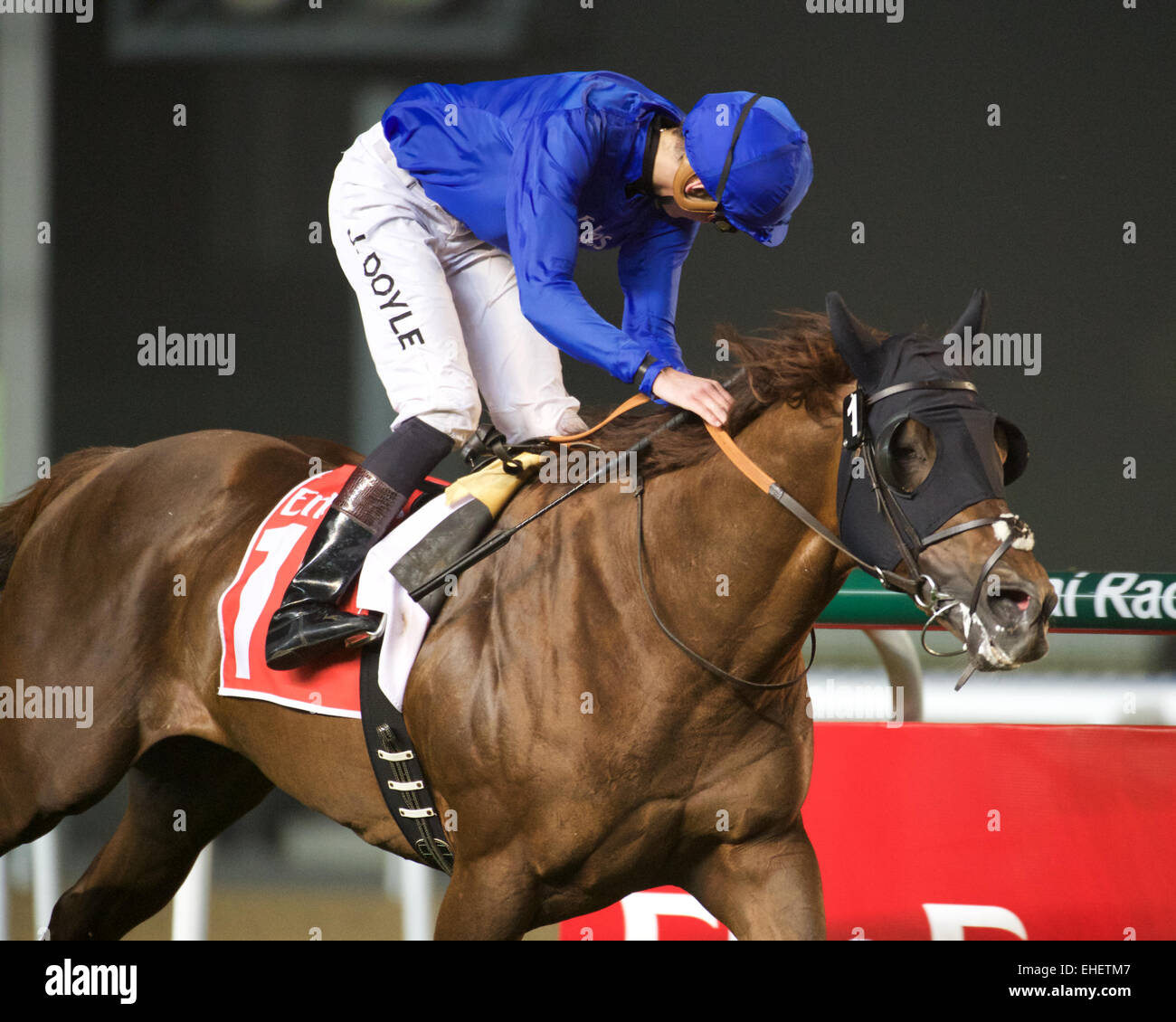 Meydan Racecourse, Dubai, UAE. 7th March, 2015. Hunters Light wins ...
