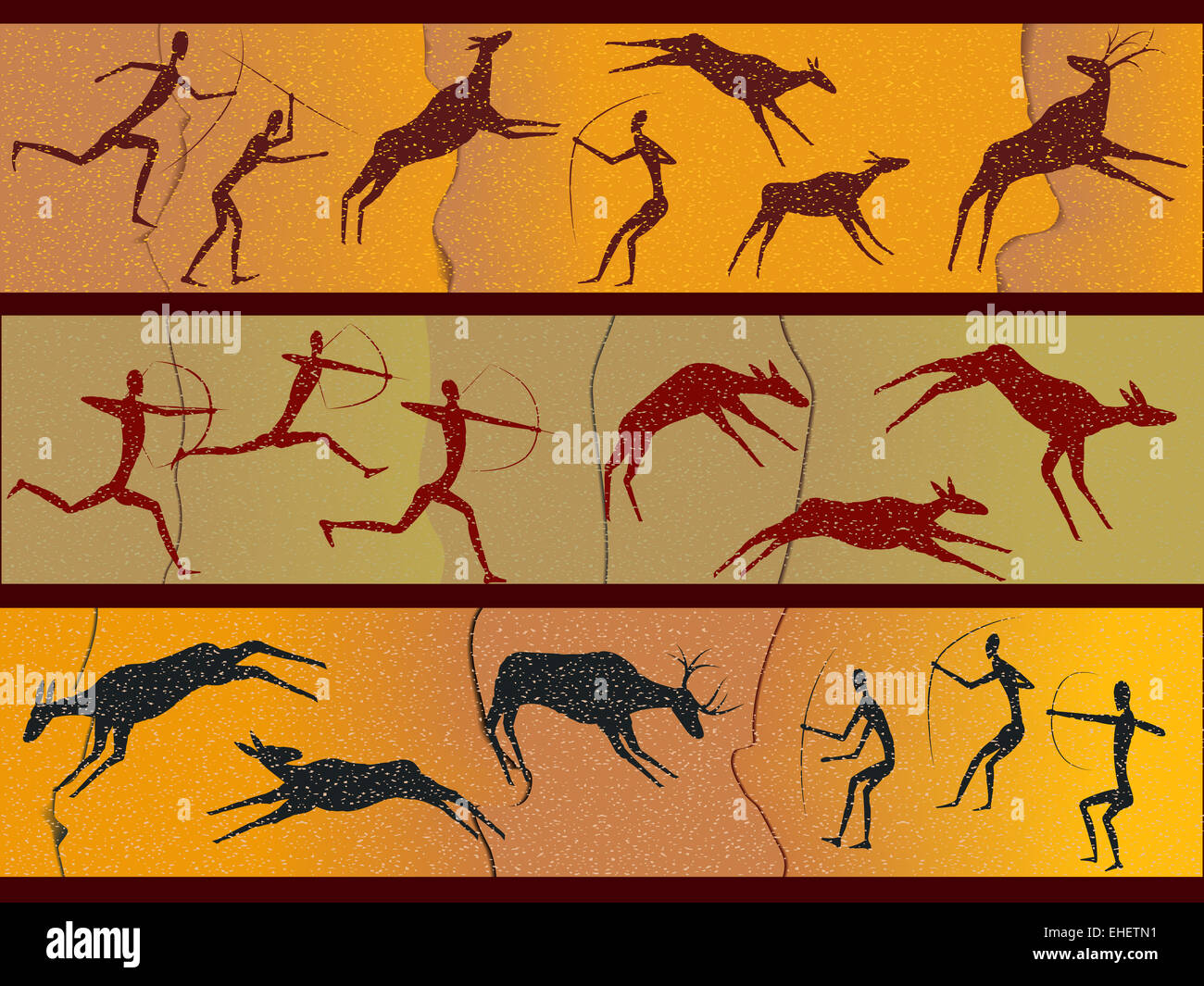 Cave figures of primitive peopl Stock Photo - Alamy