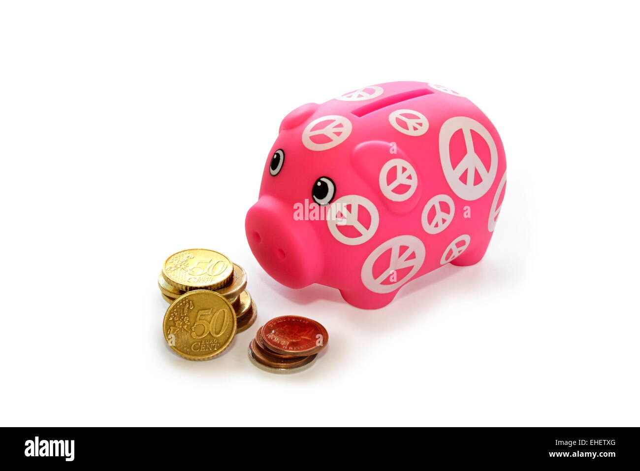 Golden coins piggy bank Cut Out Stock Images & Pictures - Alamy