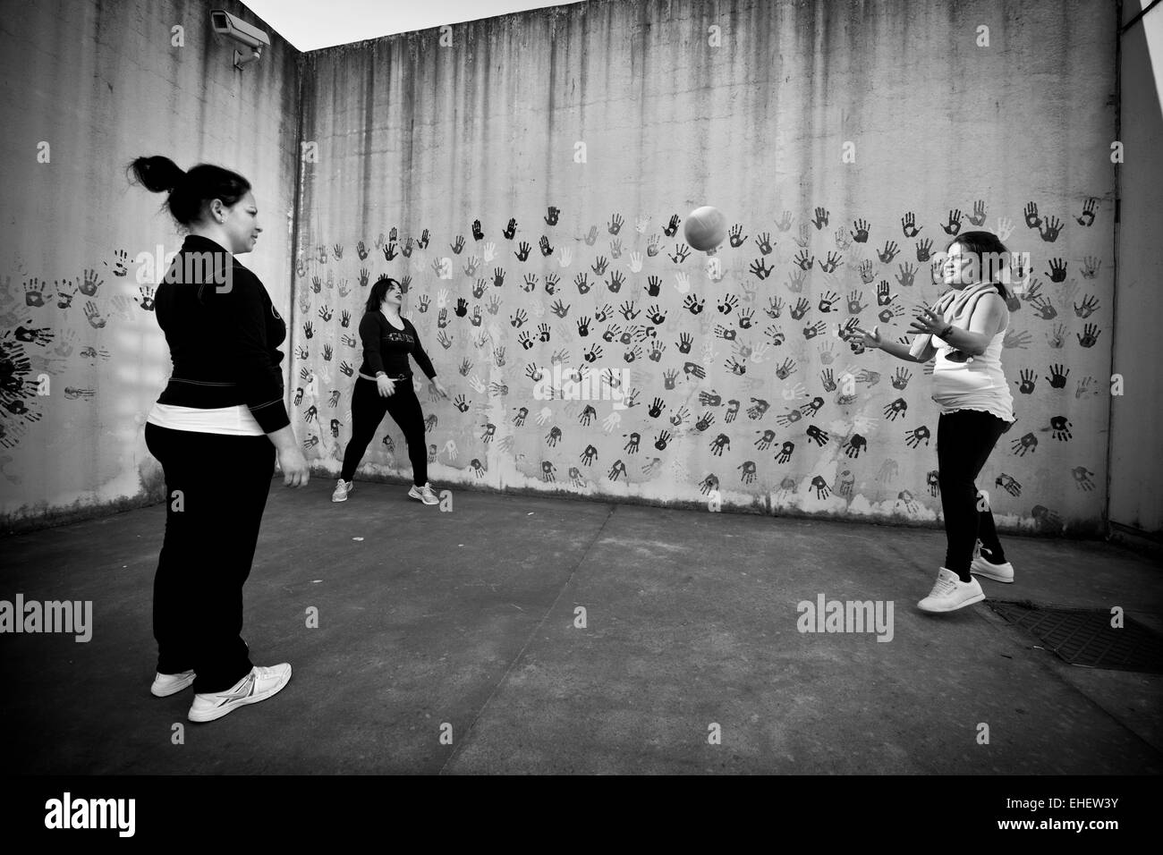 Italy, Bollate prison, Physical activity in the walking area Stock ...