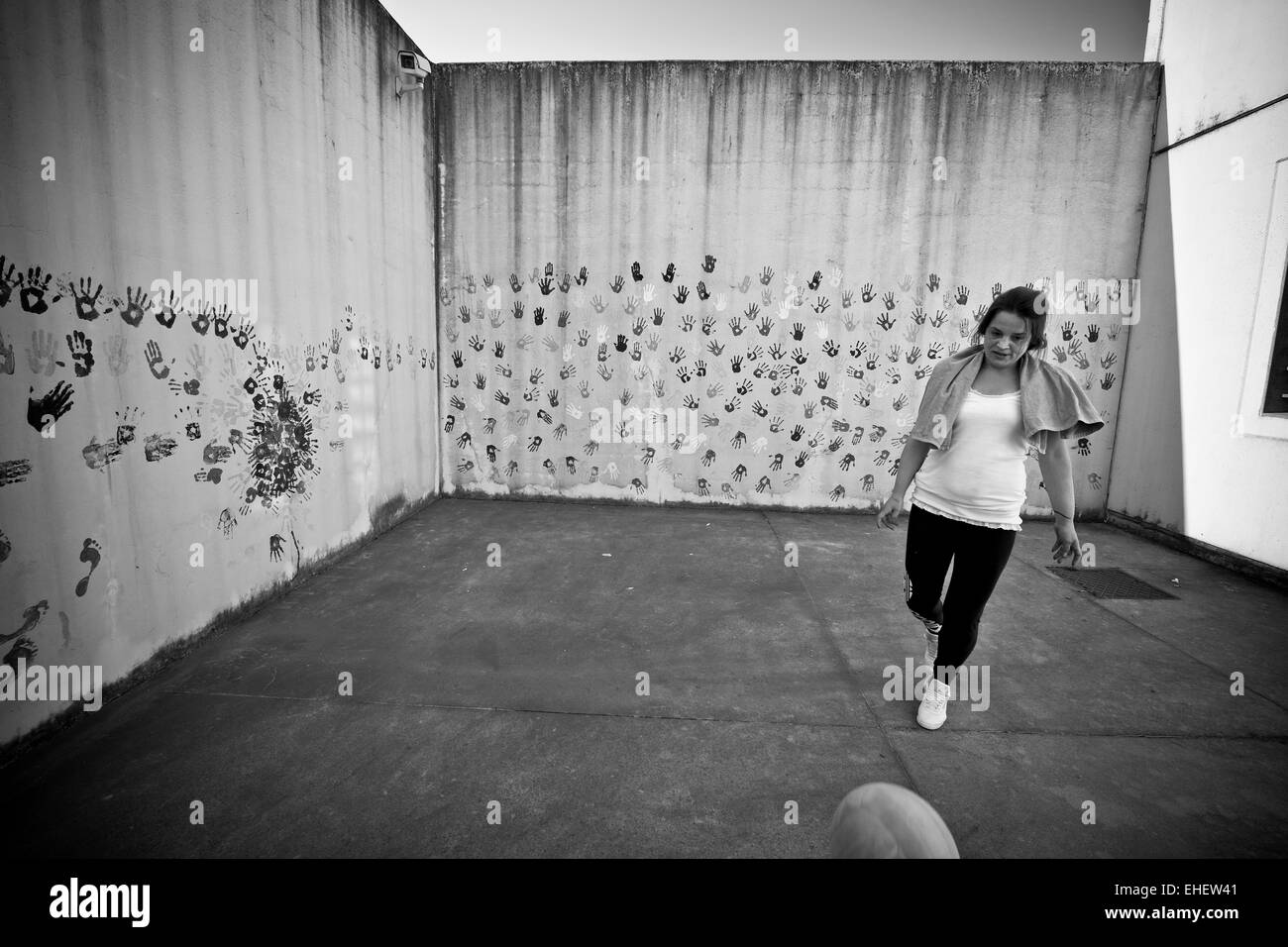 Italy, Bollate prison, Physical activity in the walking area Stock ...