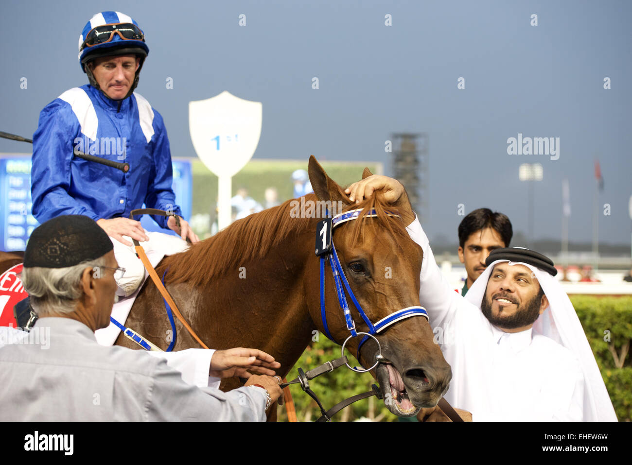 Meydan Racecourse, Dubai, UAE. 7th March, 2015. Tamarkuz in the winner ...