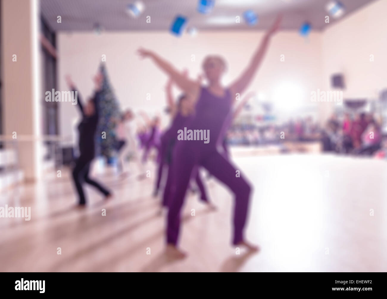Dance class for women at fitness centre abstract blur background Stock ...