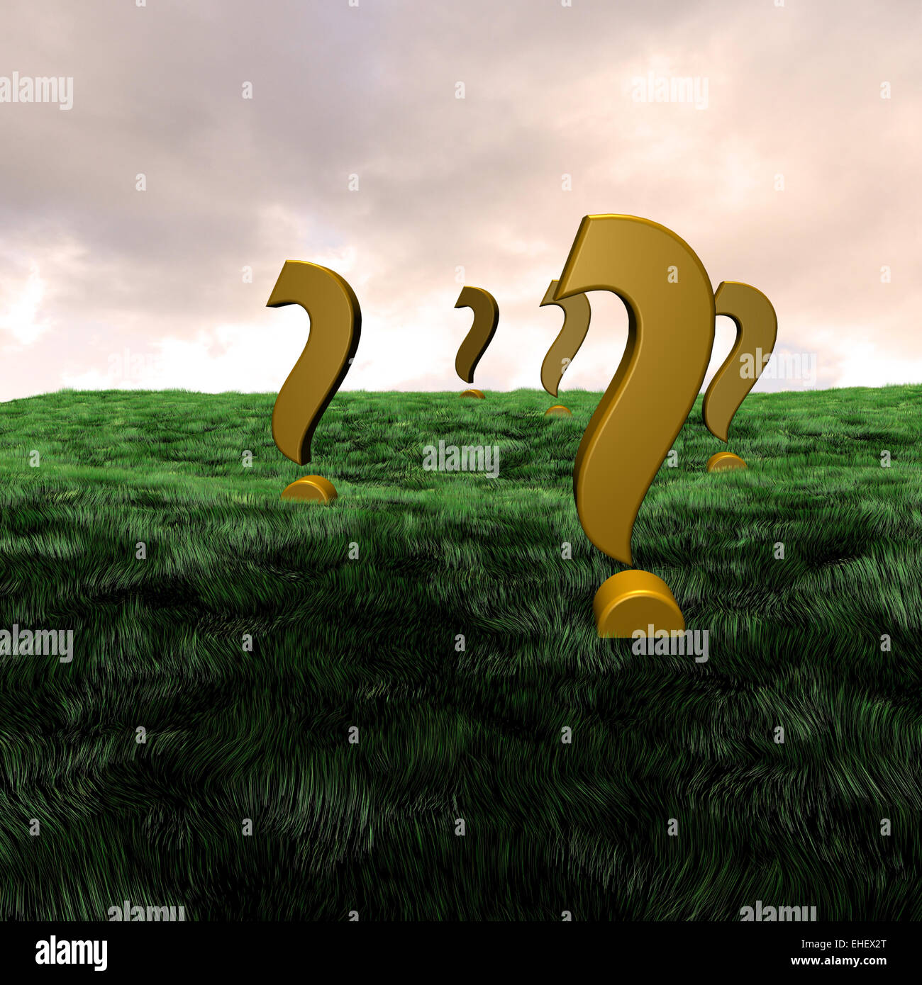 questionmark forest 3d Stock Photo - Alamy