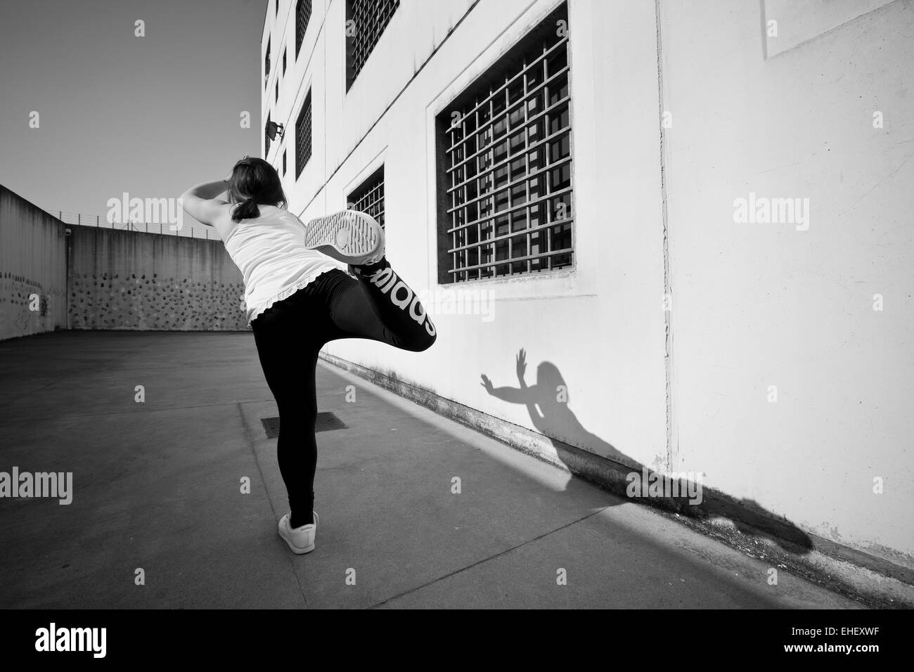 Italy, Bollate prison, Physical activity in the walking area Stock ...