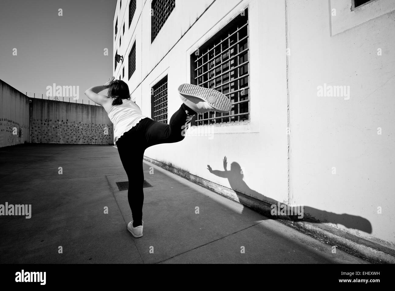 Italy, Bollate prison, Physical activity in the walking area Stock ...
