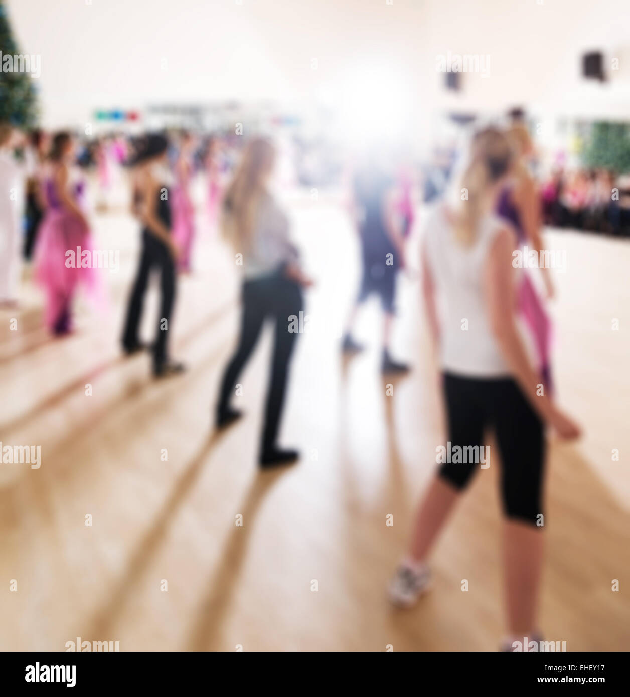 Dance class for women at fitness centre abstract blur background Stock ...