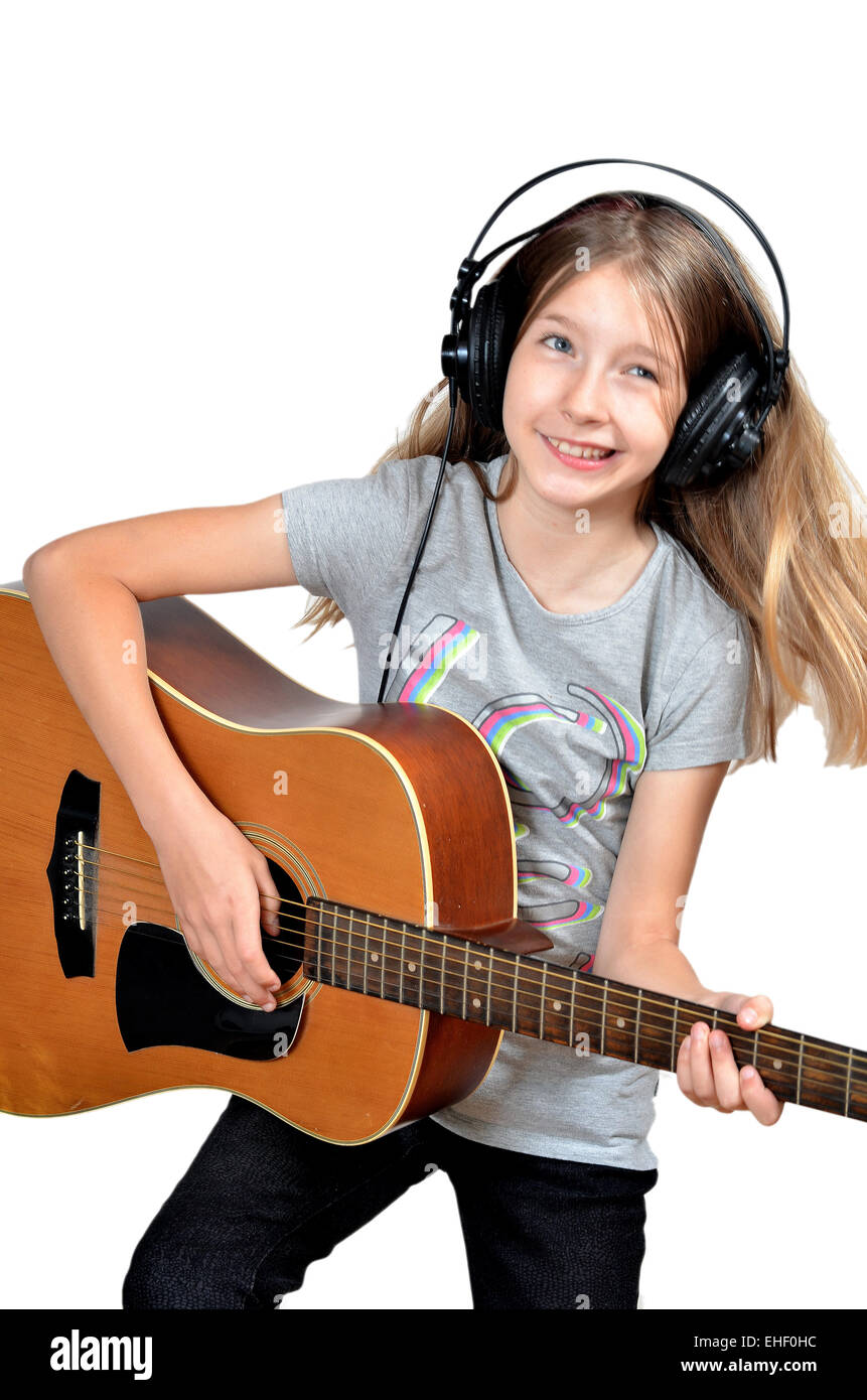 Girl Music Guitar Stock Photo - Alamy