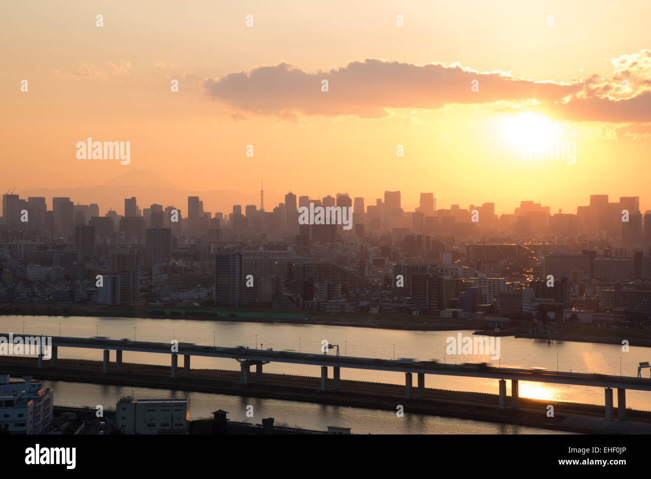 Evening scene,view from Tower Hall Funabori,Edogawa-Ku,Tokyo,Japan ...