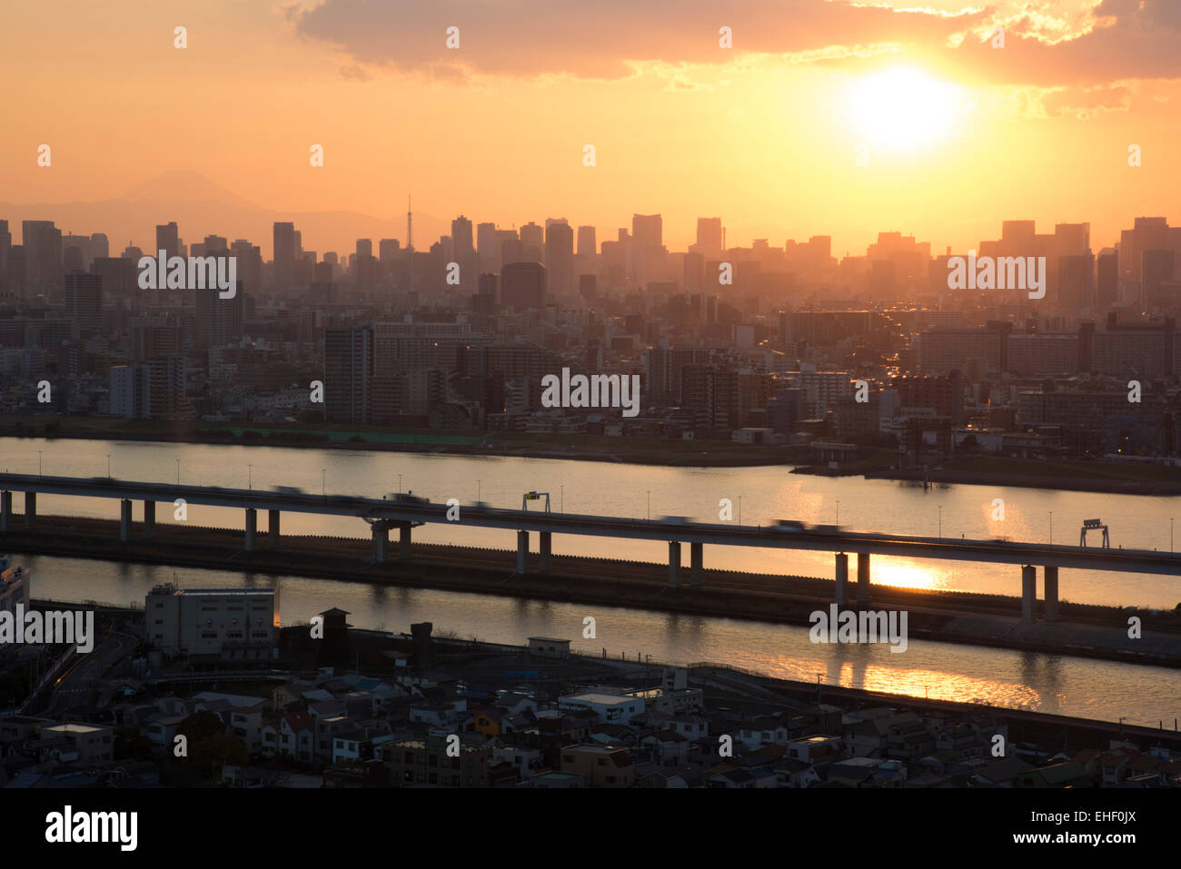 Evening scene,view from Tower Hall Funabori,Edogawa-Ku,Tokyo,Japan ...