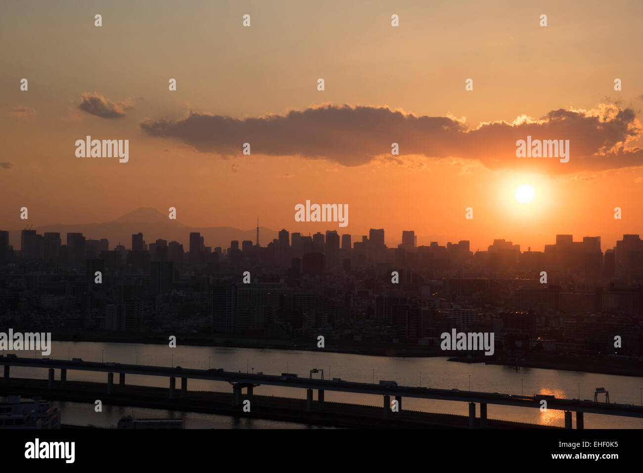 Evening scene,view from Tower Hall Funabori,Edogawa-Ku,Tokyo,Japan ...