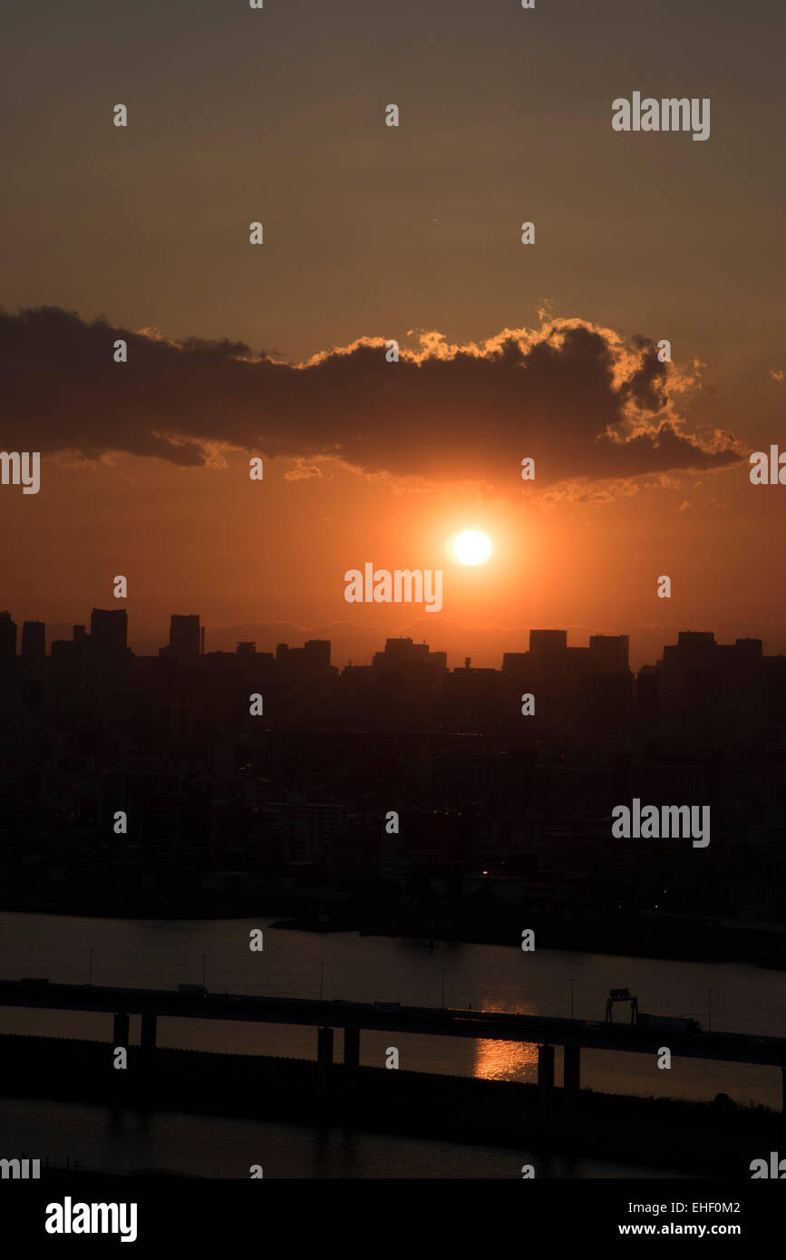 Evening scene,view from Tower Hall Funabori,Edogawa-Ku,Tokyo,Japan ...
