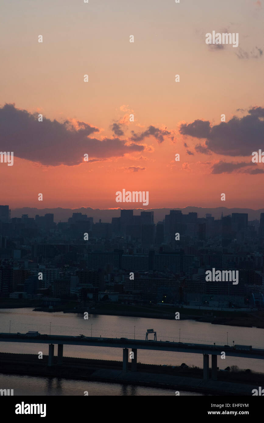 Evening scene,view from Tower Hall Funabori,Edogawa-Ku,Tokyo,Japan ...