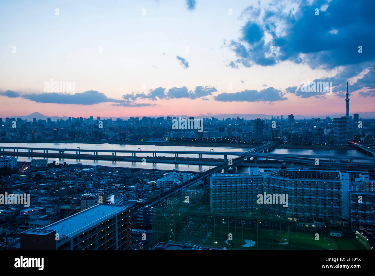 Evening scene,view from Tower Hall Funabori,Edogawa-Ku,Tokyo,Japan ...