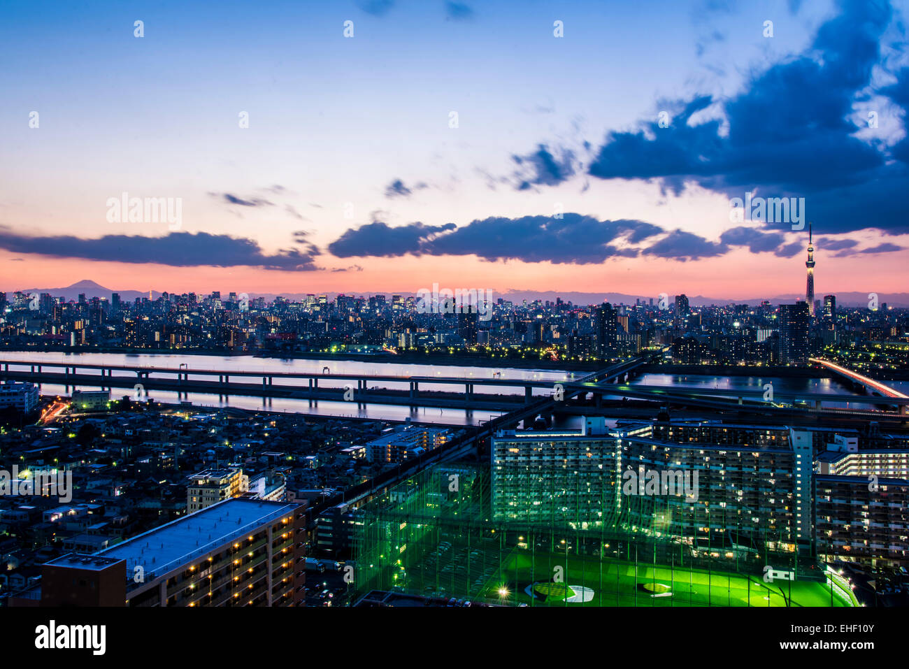 Evening scene,view from Tower Hall Funabori,Edogawa-Ku,Tokyo,Japan ...