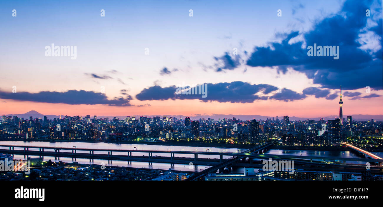 Evening scene,view from Tower Hall Funabori,Edogawa-Ku,Tokyo,Japan ...