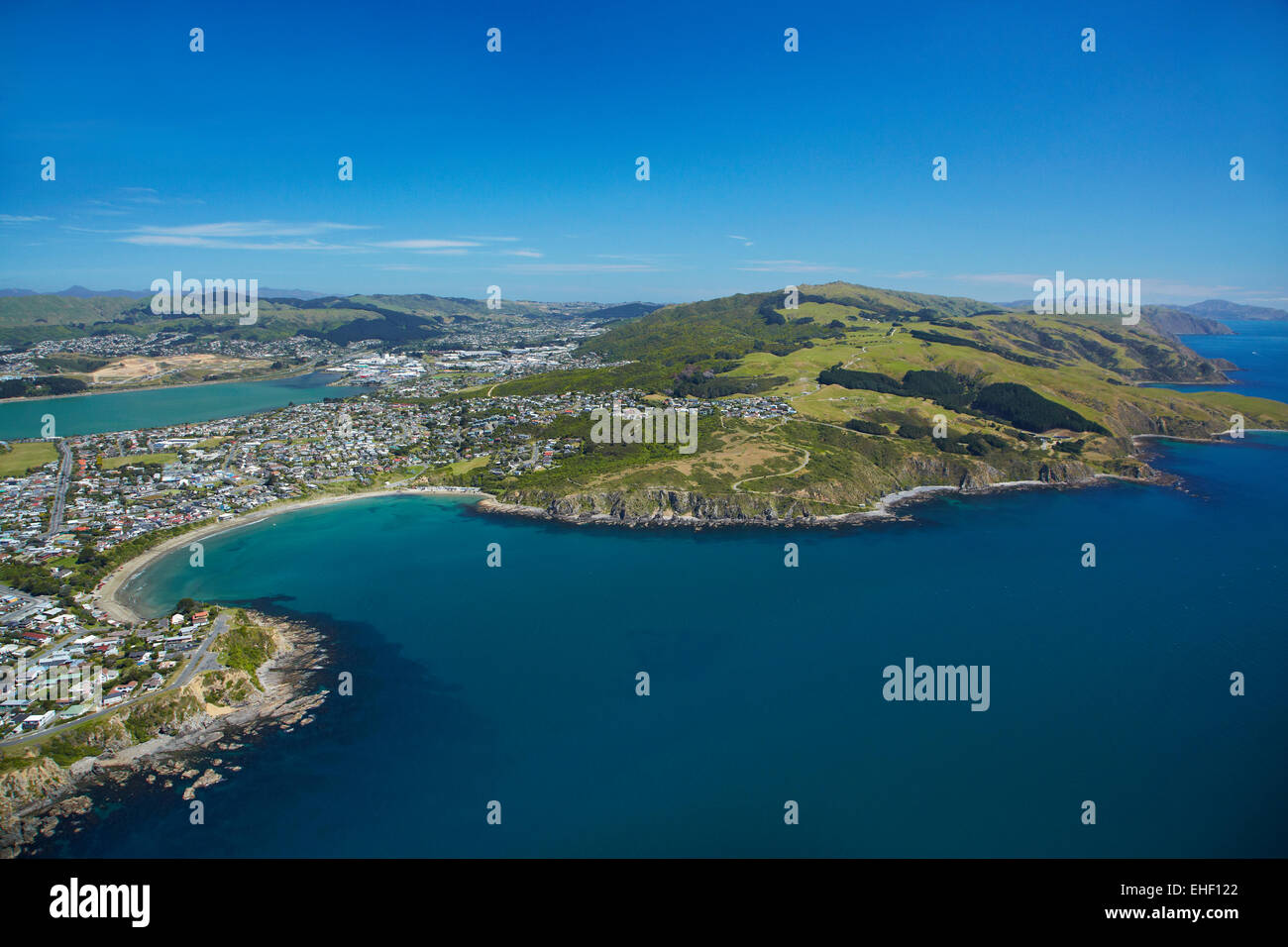 Titahi Bay, Porirua, Wellington, North Island, New Zealand - aerial ...