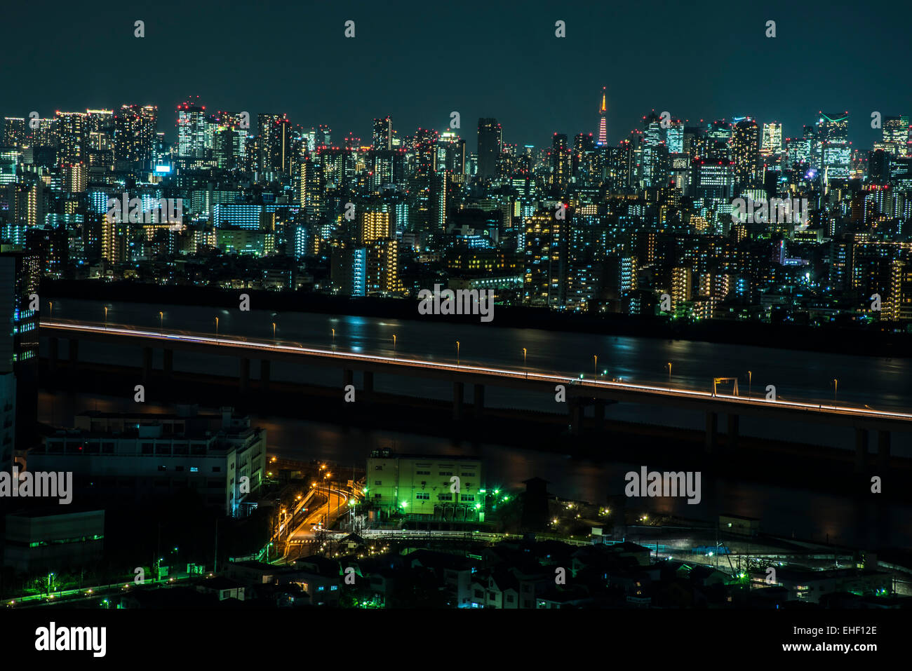 Night scene,view from Tower Hall Funabori,Edogawa-Ku,Tokyo,Japan Stock ...