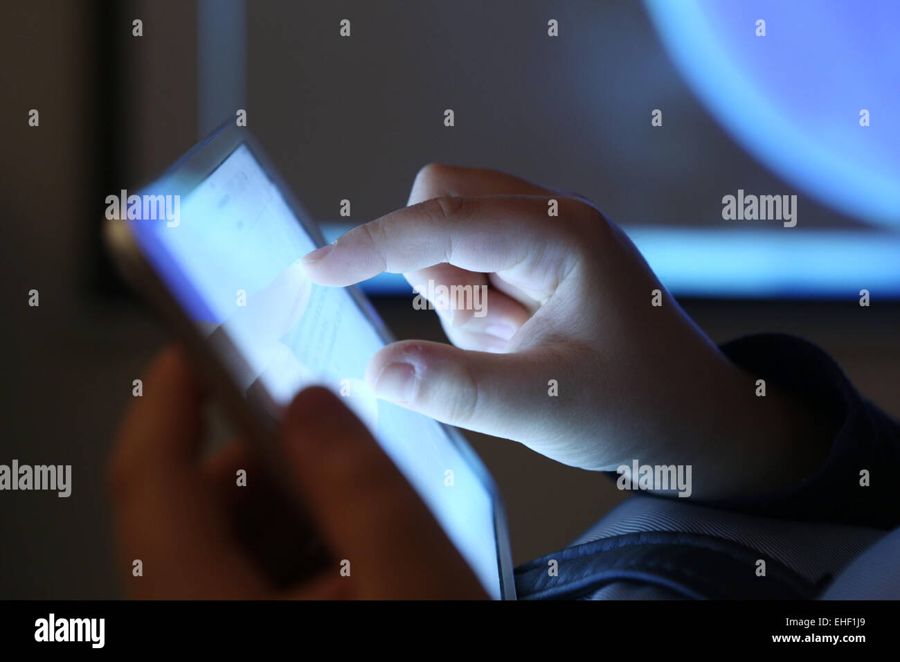 Hand touch tablet computer Stock Photo - Alamy