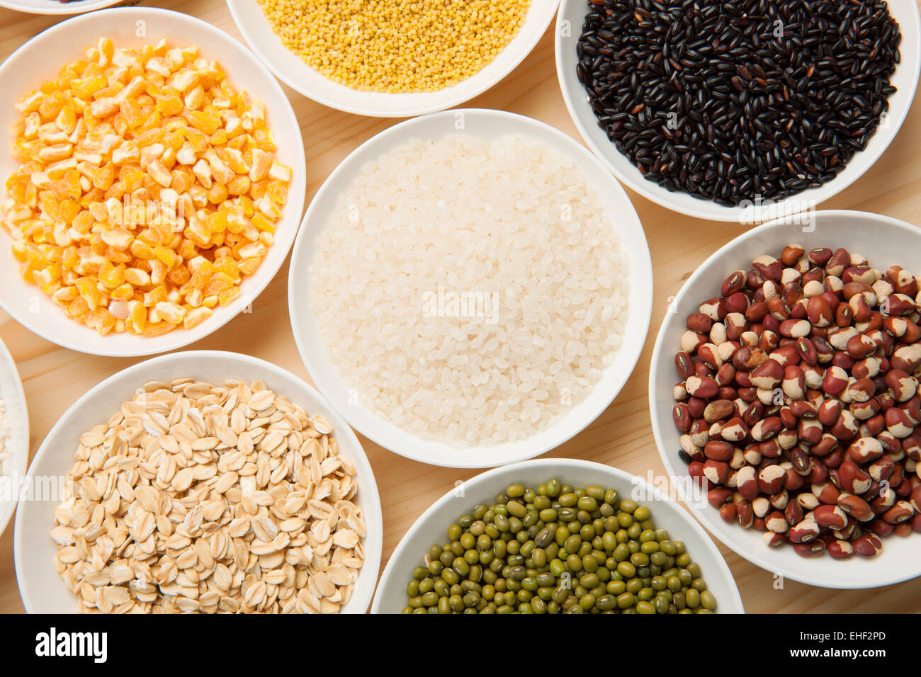 All kinds of grains on the plate Stock Photo - Alamy