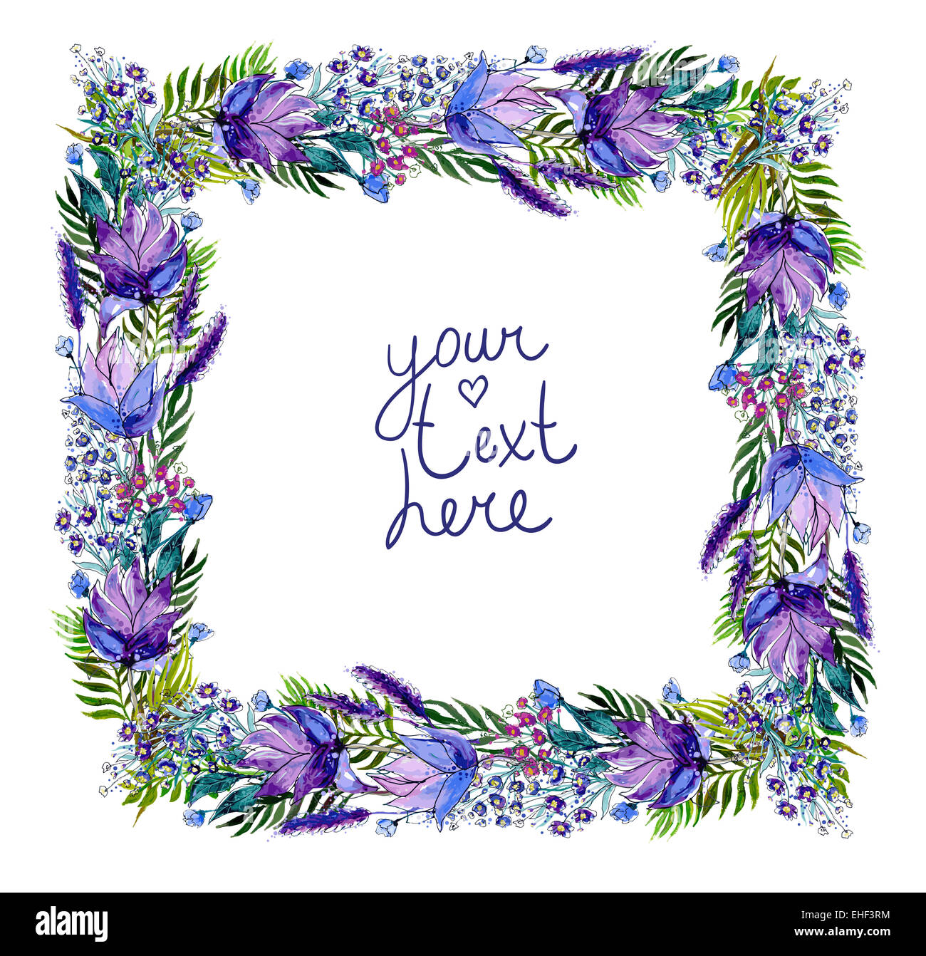 Floral frame with wildflowers Stock Photo - Alamy