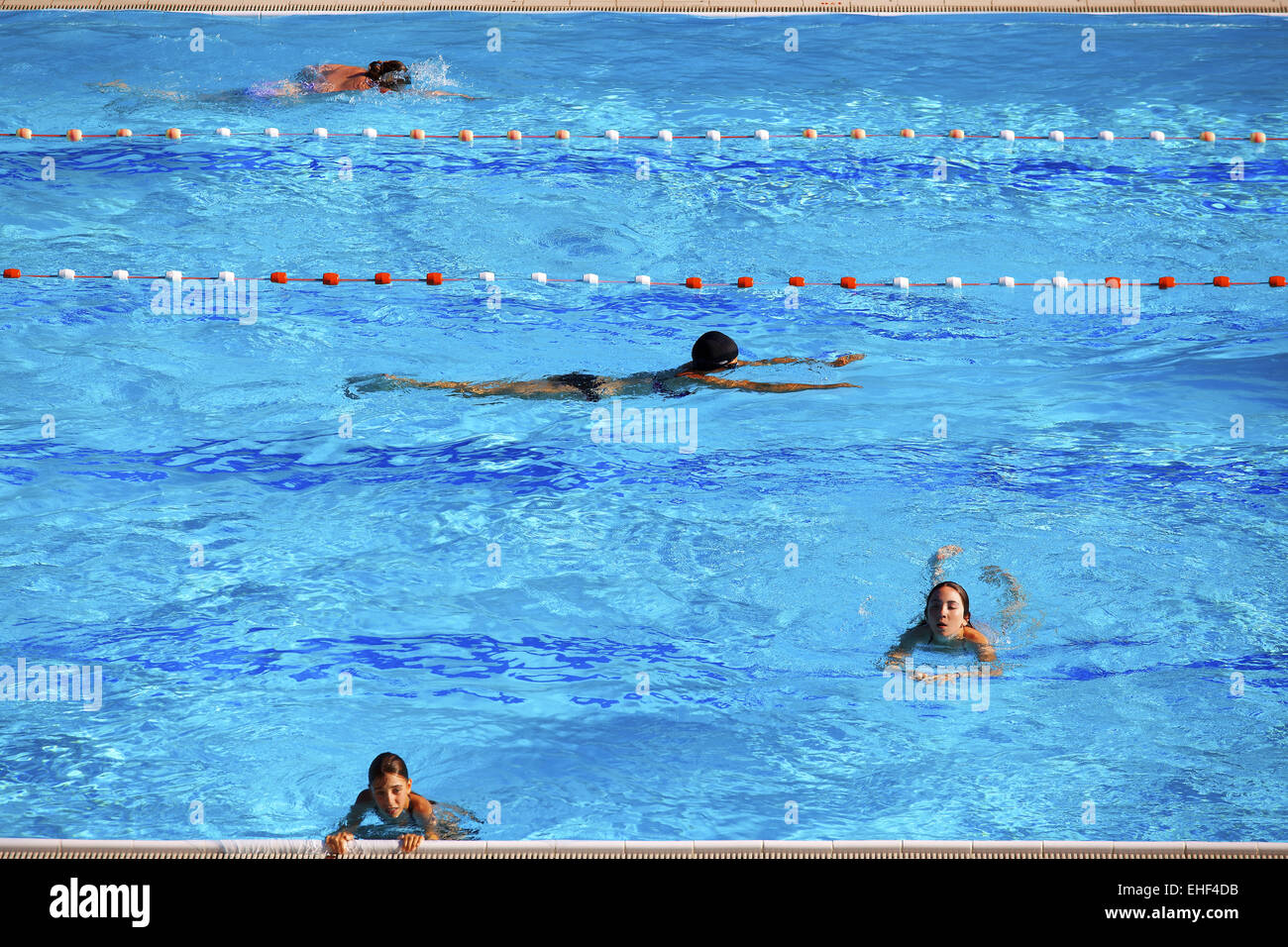 swimming in outdoor pool Stock Photo - Alamy