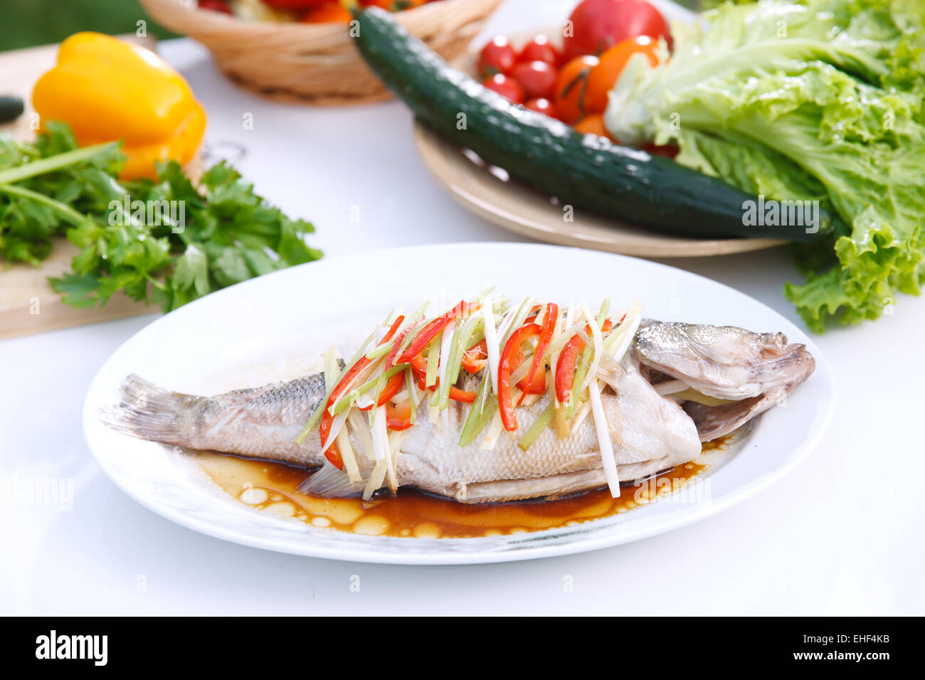 Fish and vegetables Stock Photo - Alamy
