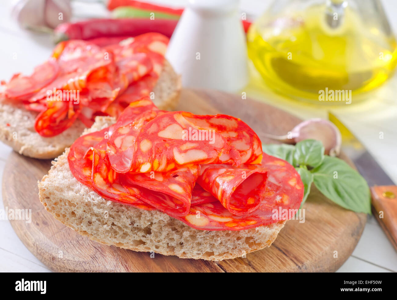 bread with salami Stock Photo - Alamy