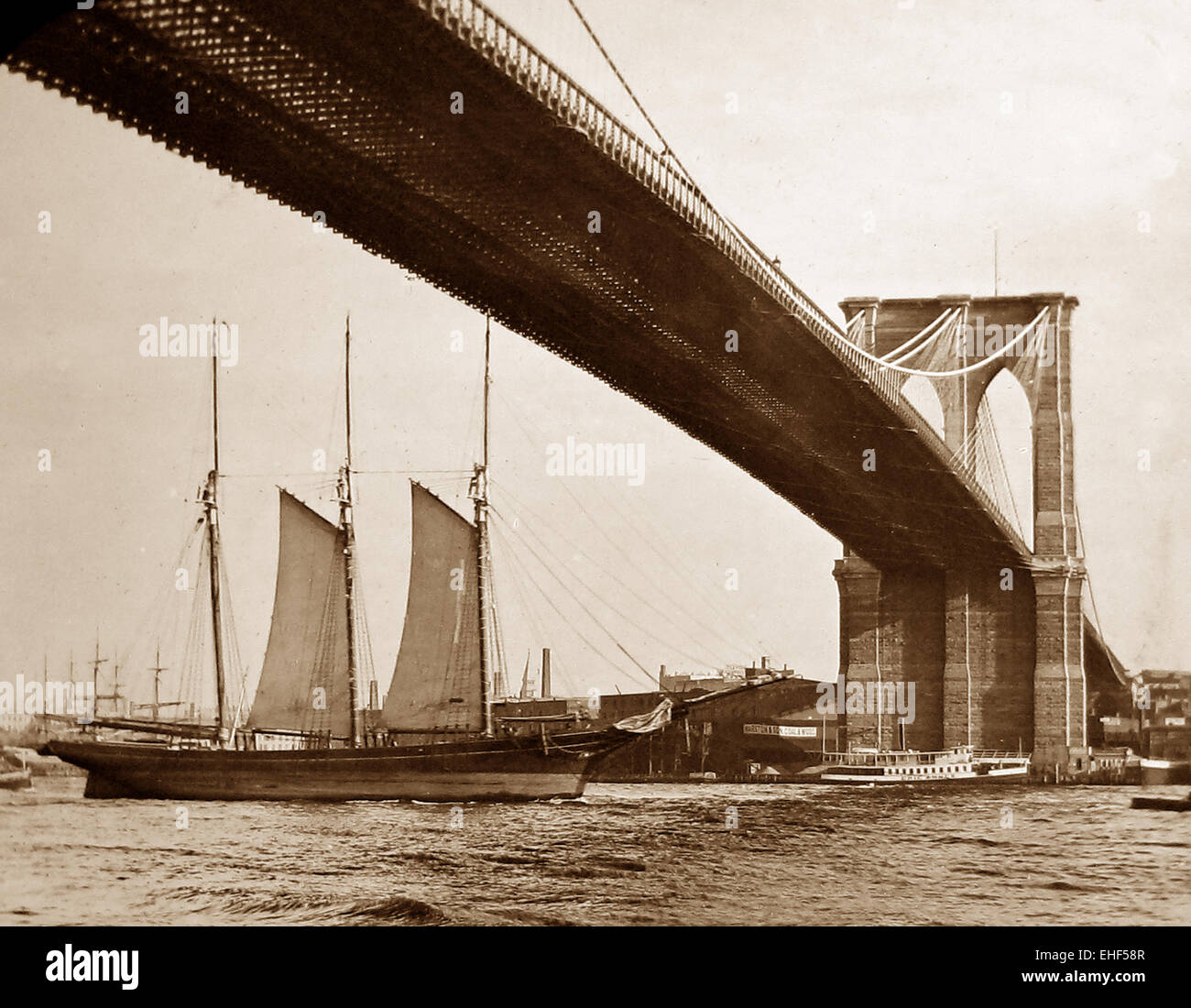 Brooklyn Bridge New York Victorian period Stock Photo - Alamy