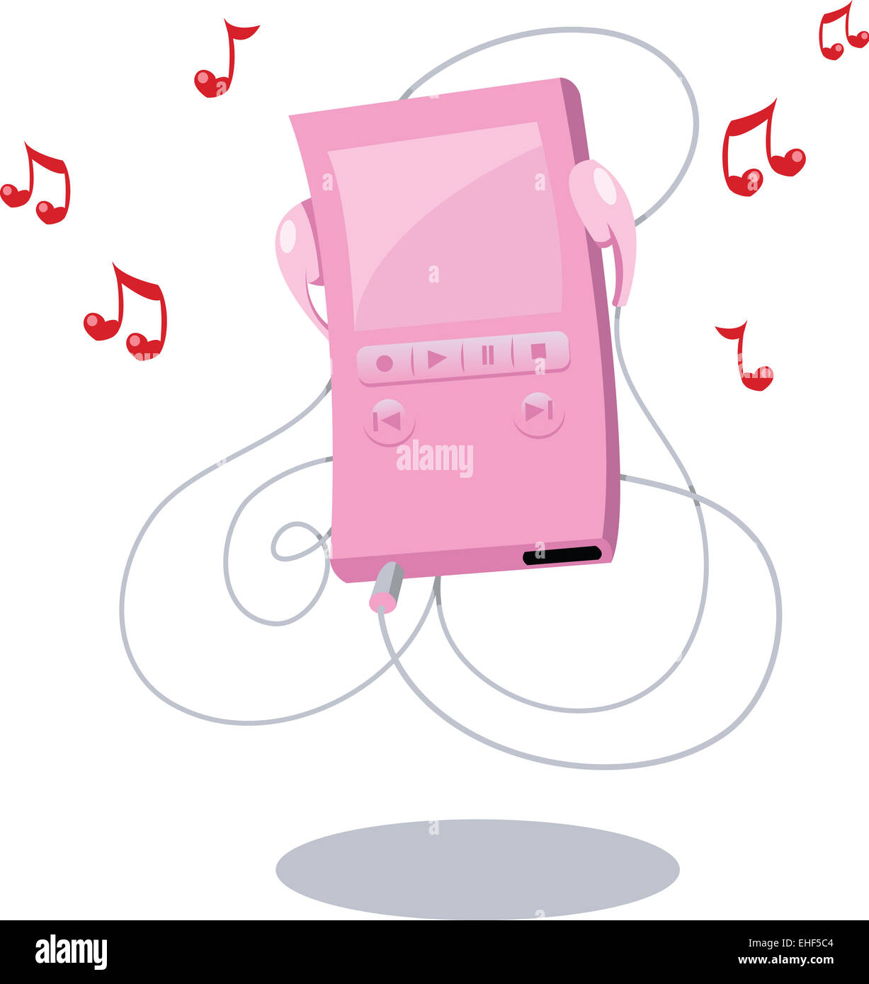 a vector cartoon representing a pink mp3 player Stock Photo - Alamy